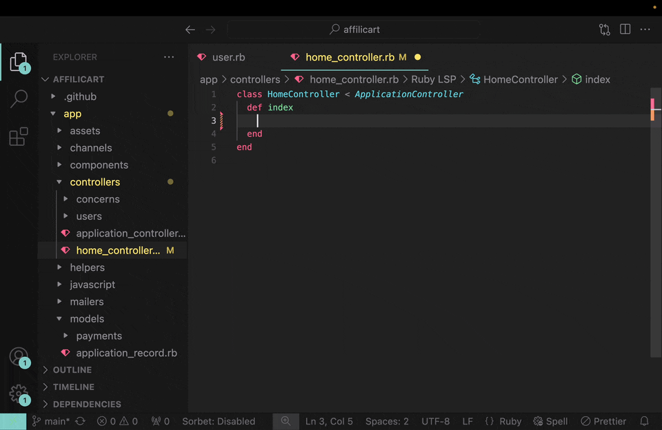 A decent VS Code + Ruby on Rails setup