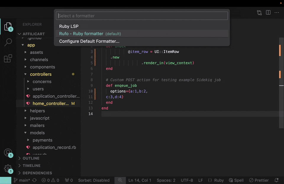 A decent VS Code + Ruby on Rails setup